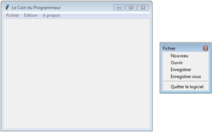 Le module graphique tkinter : création d’un menu de logiciel – Le coin du programmeur